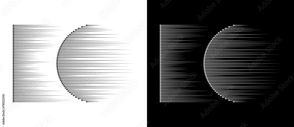 Dynamic parallel arrows in circle. Abstract art geometric background ...
