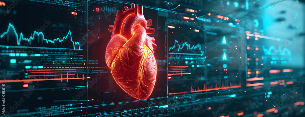 GUI hologram of Futuristic glowing sci-fi interface with digital Human ...