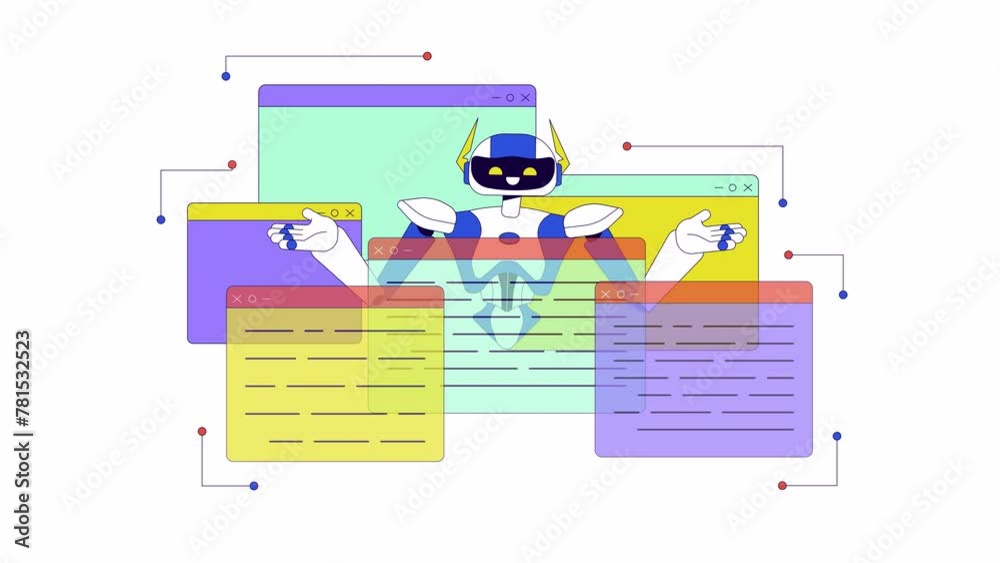 Ai Decision Management Line 2d Animation Cognitive Computing Machine