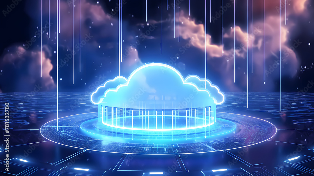 cloud computing technology concept transfer database to cloud. There is a prominent large cloud ...