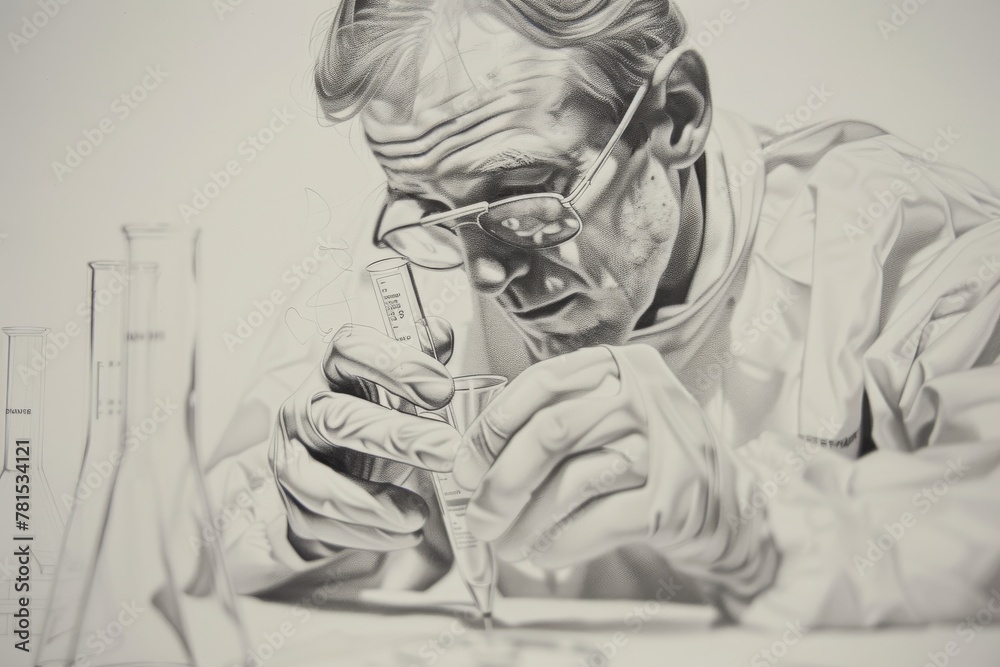 Showcasing a detailed and focused scientist conducting an experiment ...