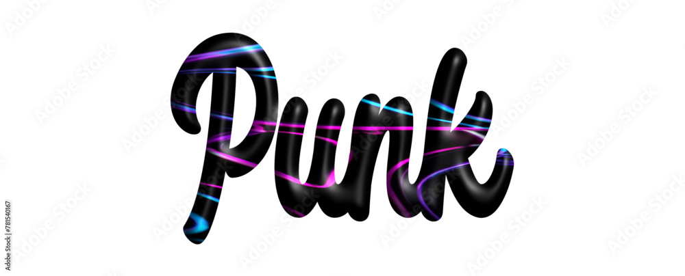 Punk - black and neon color name - three-dimensional effect tubular ...