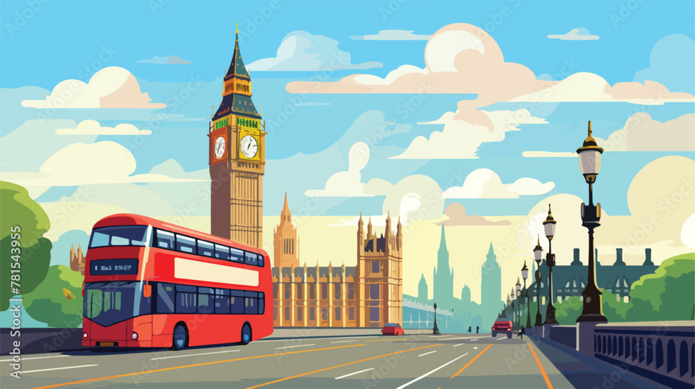 London 2d flat cartoon vactor illustration isolated Stock Vector ...