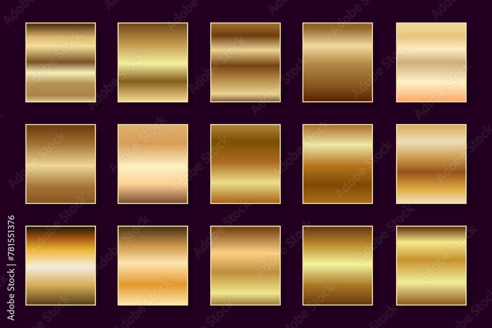 Gold Gradient Set Metallic Golden Gradients Collection Swatches 3 Stock ...