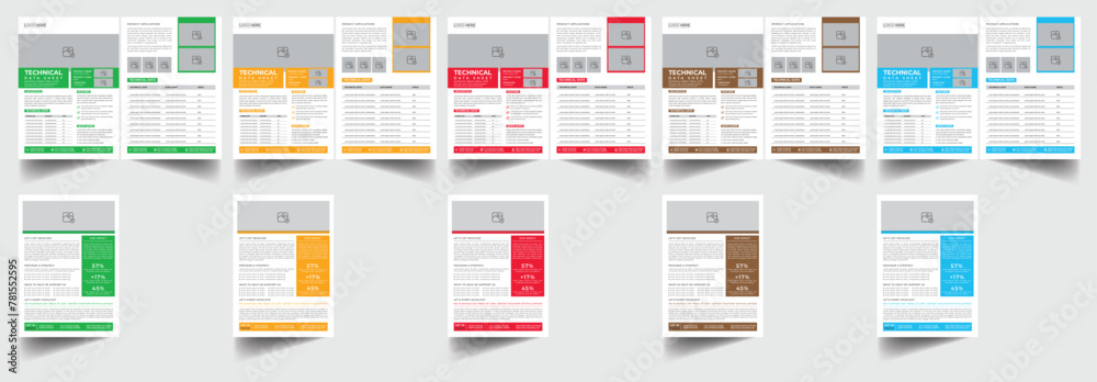 Technical Data Sheet layout template. Product Catalogue & modern a4 ...