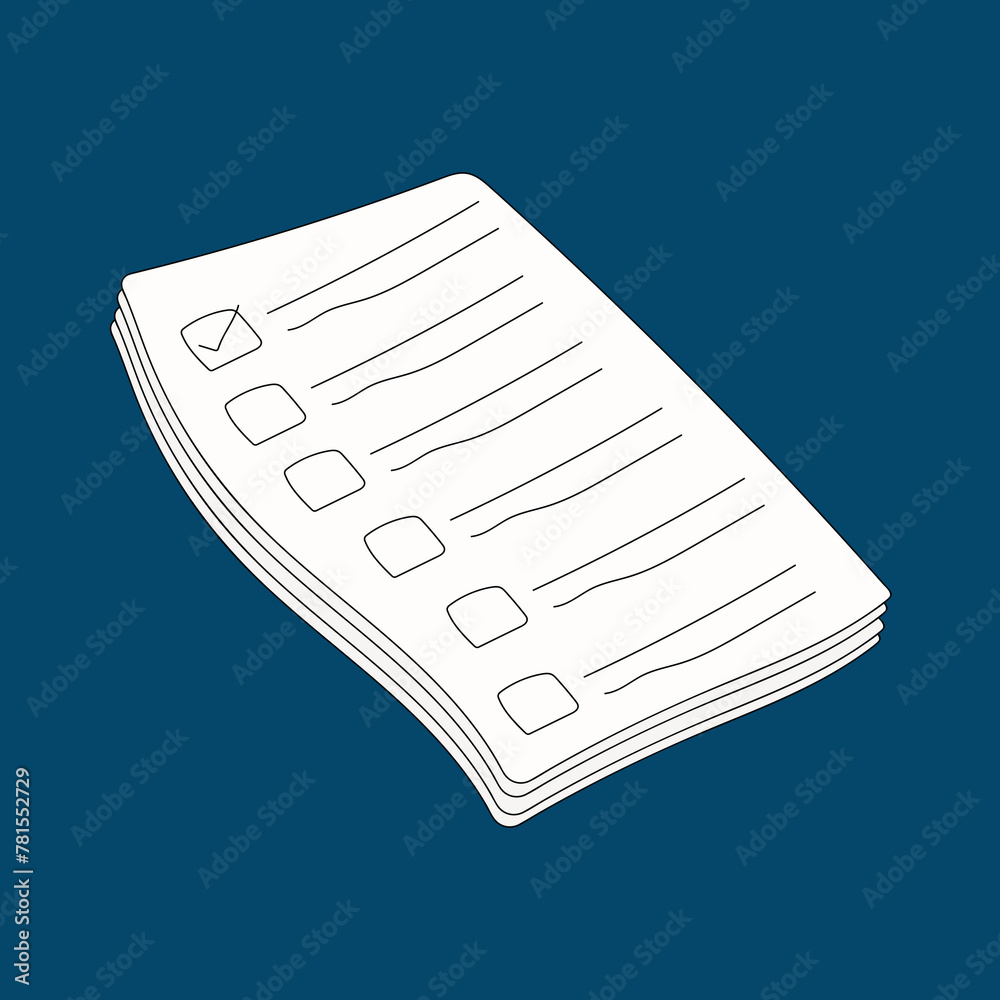 Handdrawn ballet papers doodle with tick mark boxes and scribble lines ...