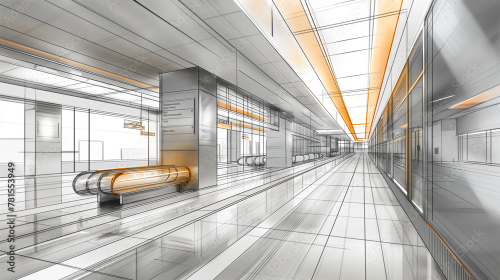 Futuristic Metro Station Concept in 3D Rendering Stock Illustration ...