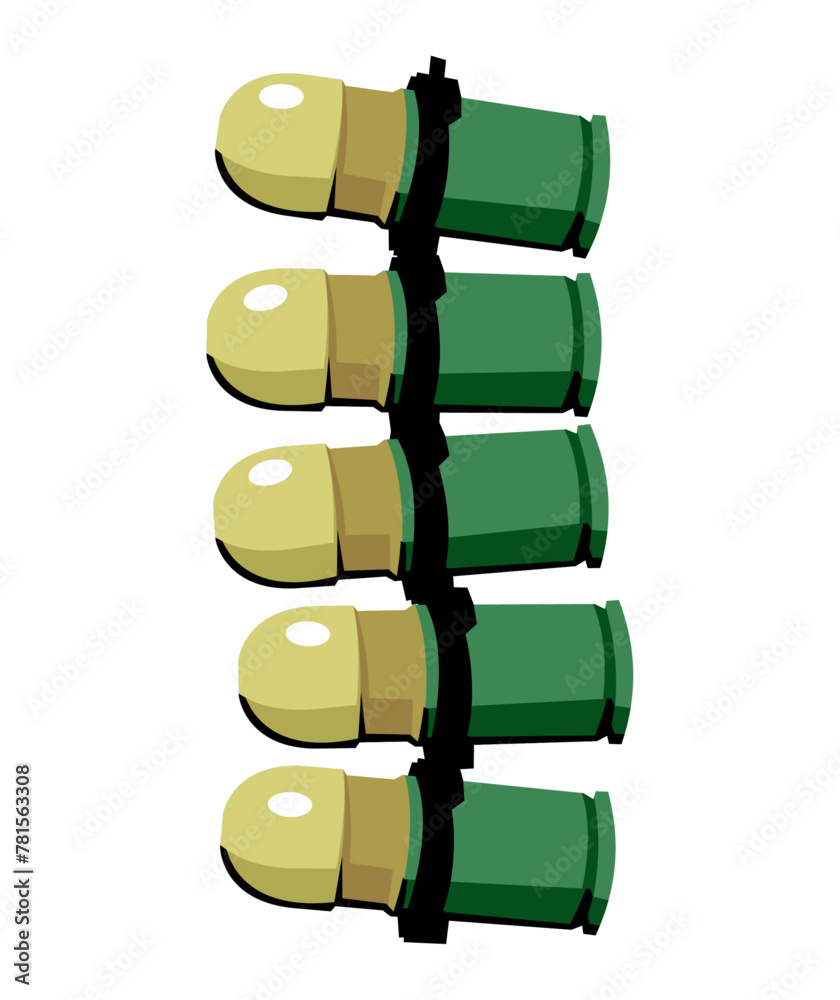 Grenade Launcher Cartridges. Mk 19 Grenade Belt. Automatic Grenade Launcher Ammo. Vector image ...