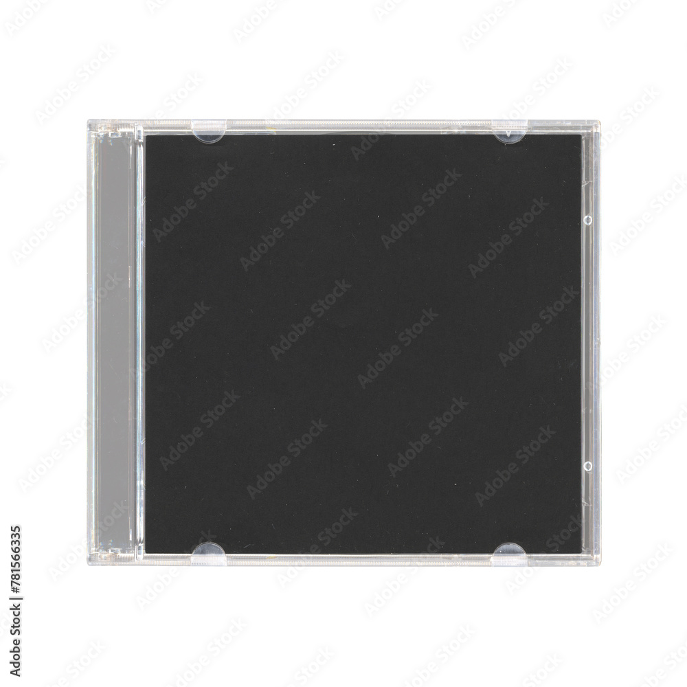 isolated mockup of old music CD disc jewel case with black cover layout ...
