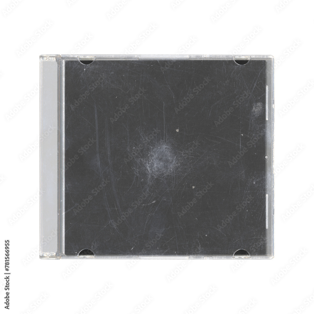 isolated mockup of old music CD disc jewel case with black cover layout ...