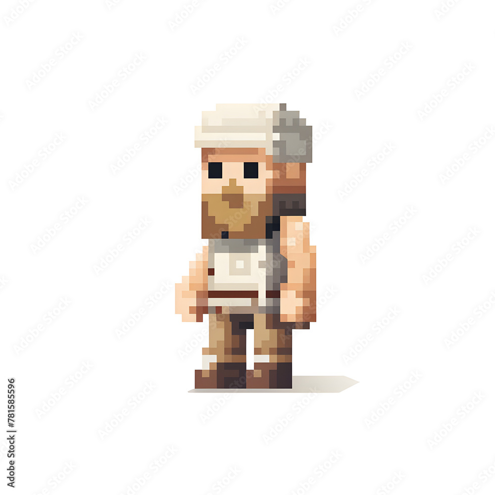 Illustrated Pixel cartoon character with white background, 8 bit Pixel ...