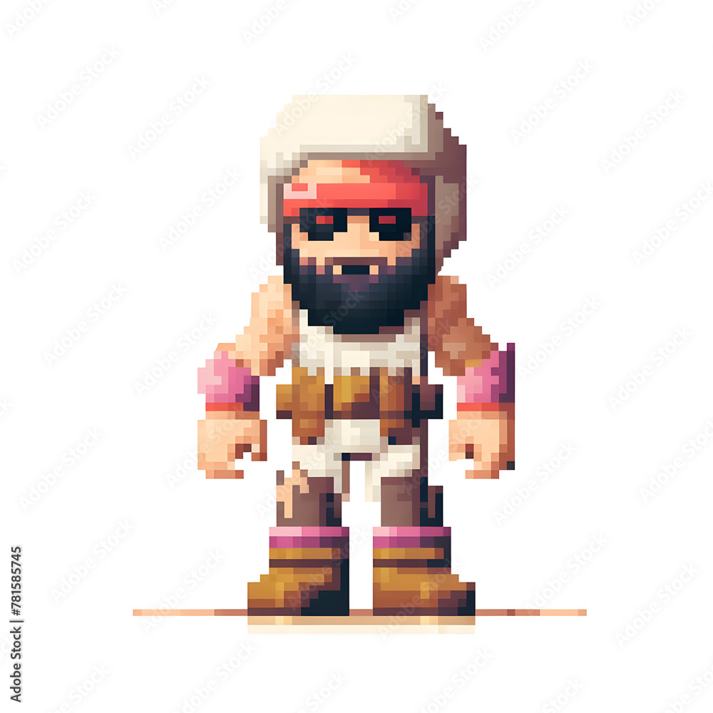 Illustrated Pixel cartoon character with white background, 8 bit Pixel ...