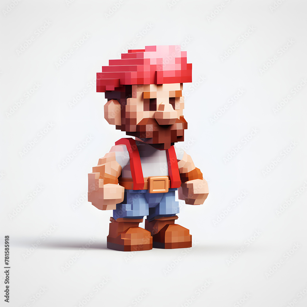 Illustrated Pixel cartoon character with white background, 8 bit Pixel ...