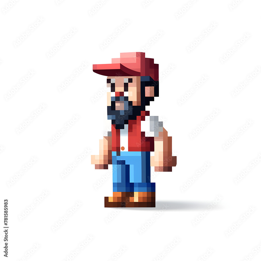 Illustrated Pixel cartoon character with white background, 8 bit Pixel ...