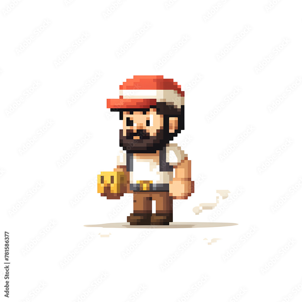 Illustrated Pixel cartoon character with white background, 8 bit Pixel ...