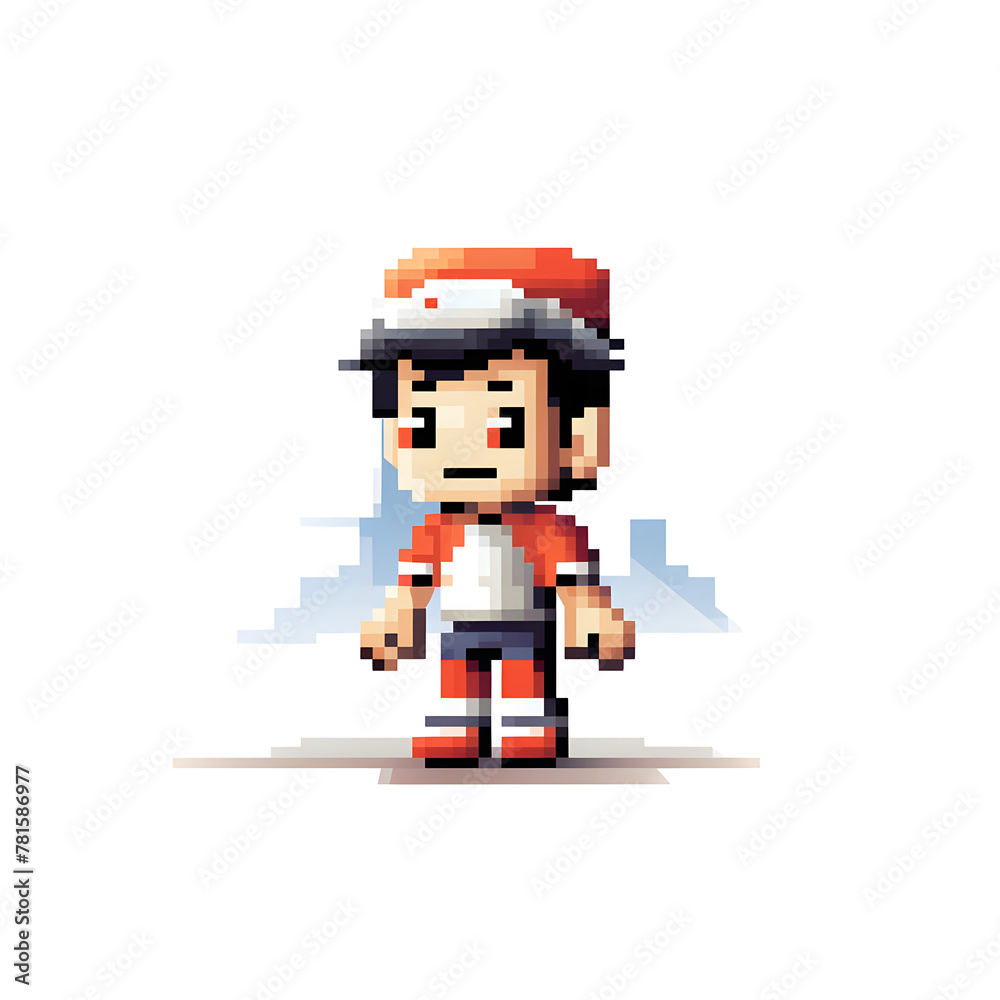Illustrated Pixel cartoon character with white background, 8 bit Pixel ...