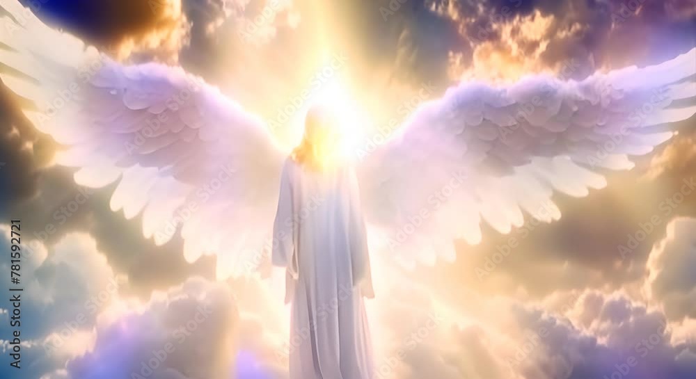 Guardian angel in the clouds of heaven Spiritual background Archangel ...