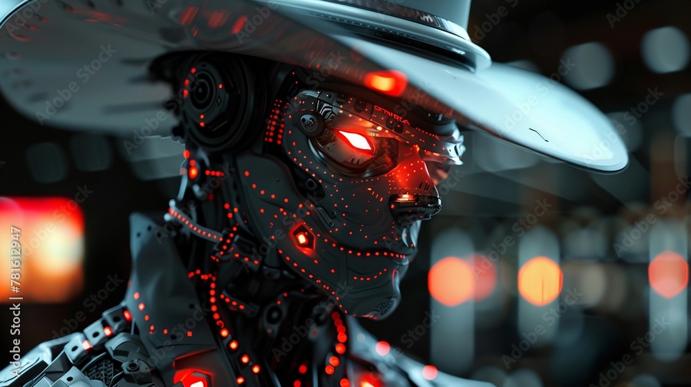 The Cowboy of 3000 sports a cybernetic hat with builtin data processing ...