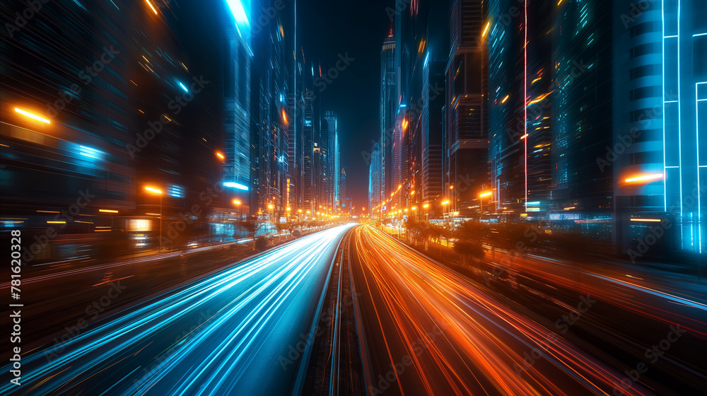 Concept dynamic and vibrant night-time cityscape capturing essence of ...