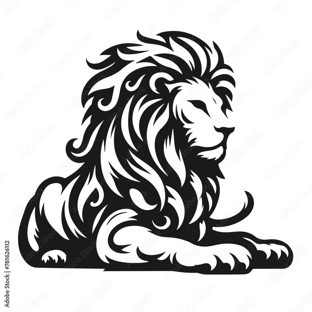 Vetor de Vintage Vector Lion Silhouettes, Black and White Lion ...