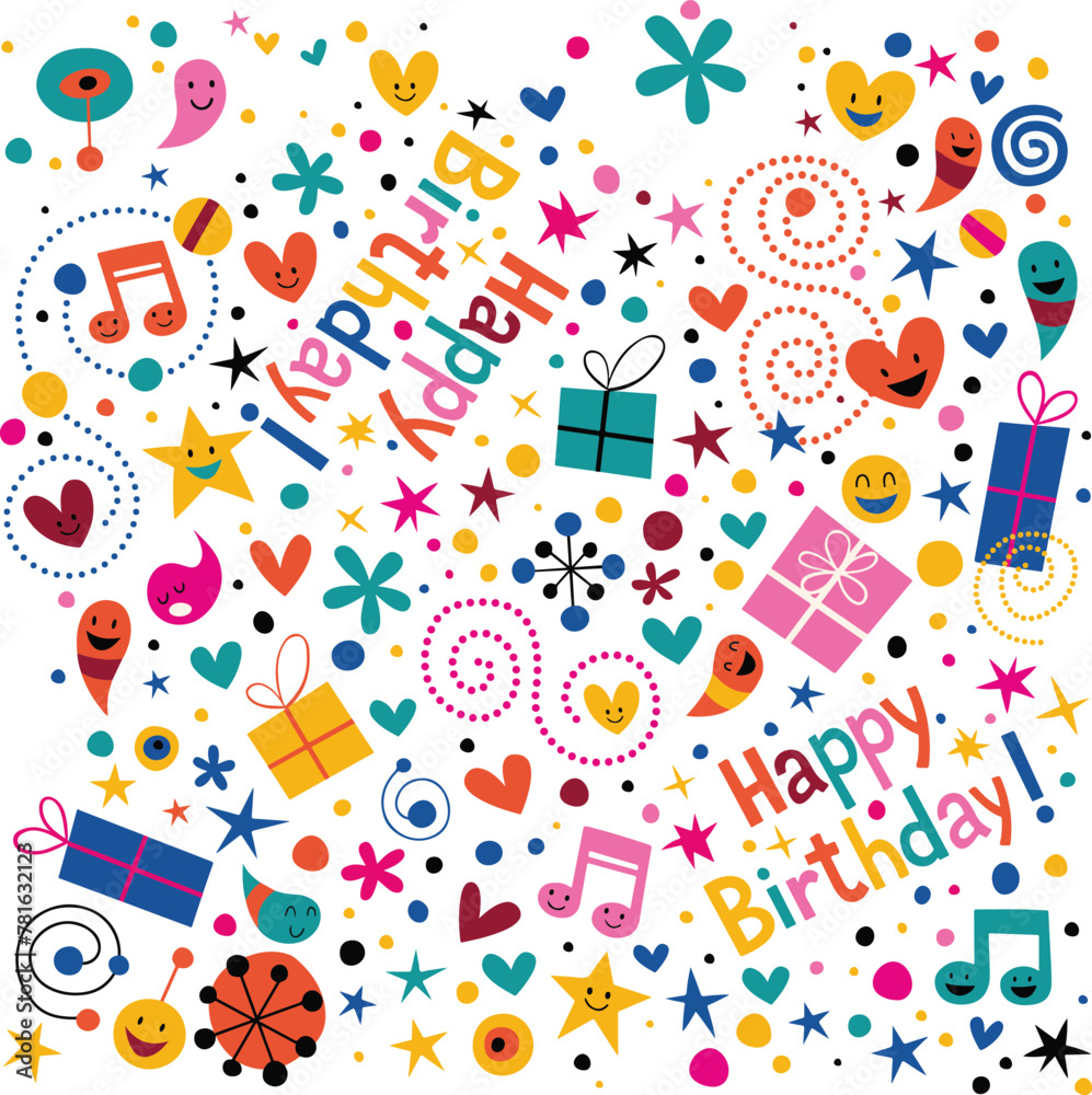 Art & Illustration | Birthday Party Pattern, Happy birthday background ...