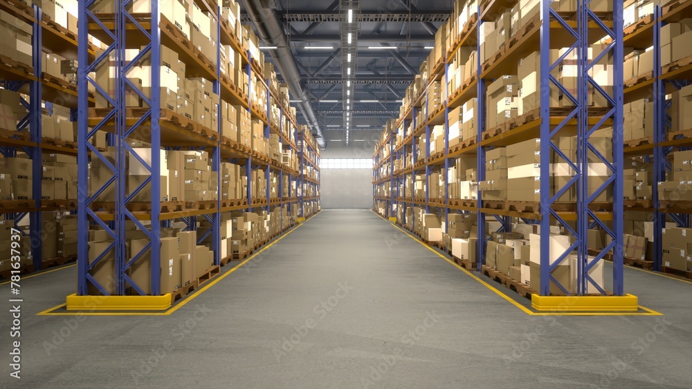 Processing storehouse stocks boxes with order receipts and details ...