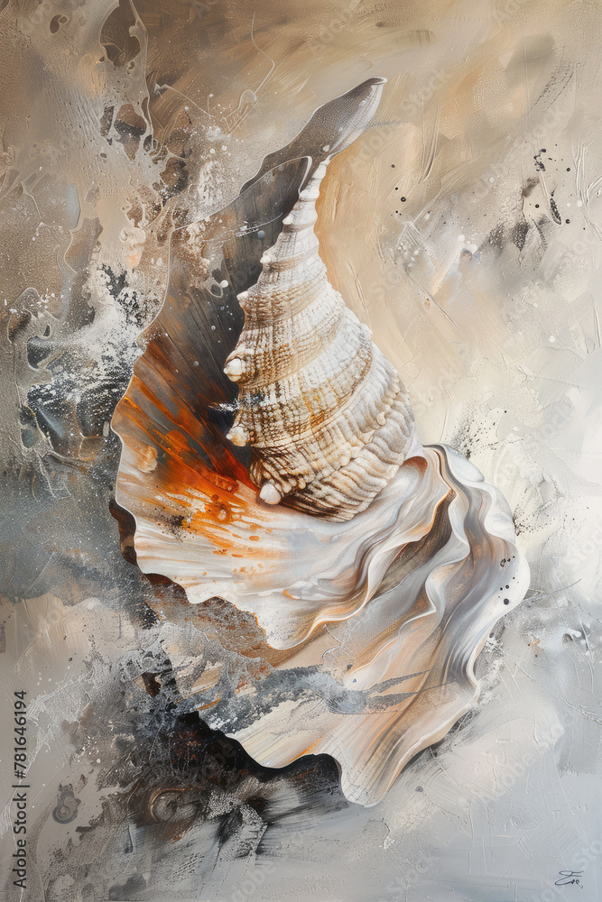 Sea shell abstract oil painting poster living room idea decoration ...