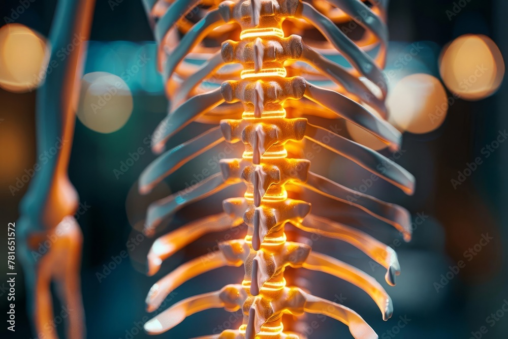 Human spinal cord and vertebral column anatomy illustration, skeletal ...