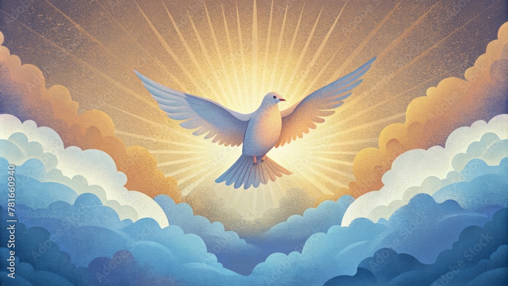The dove descending from the heavens and the voice of God declaring ...