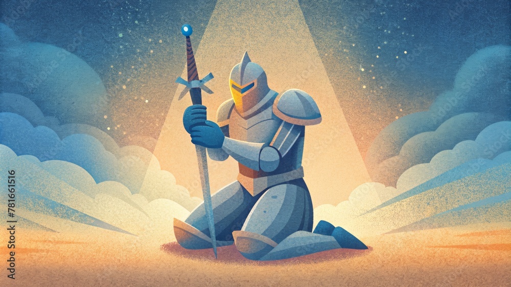 Dropping the Sword In this illustration a ed warrior is shown dropping ...