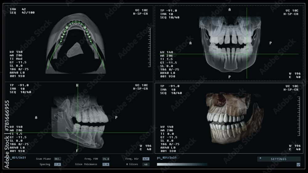 Reviewing multiple scans of an injured patient jaw at a dental health ...