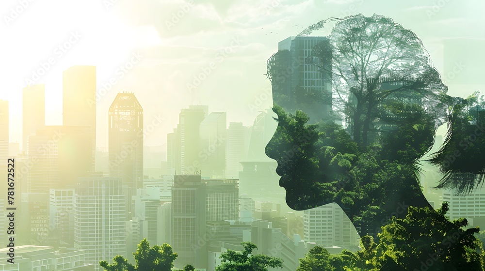 Sustainable environment concept. The image depicts human thinking ...