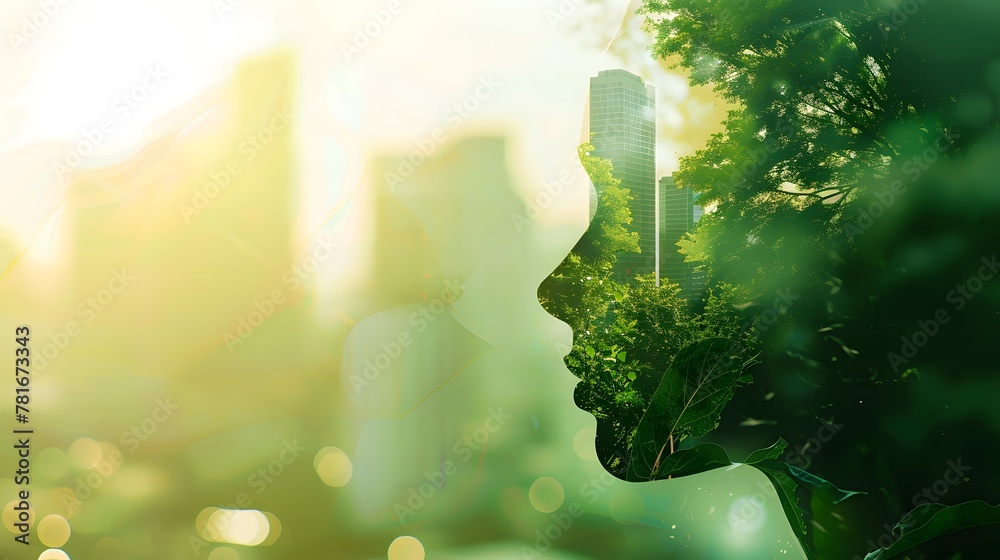 Sustainable environment concept. The image depicts human thinking ...