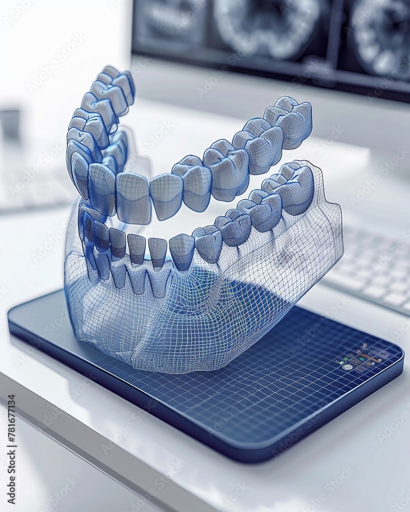 Analyze the digital dental structure and create a 3D wireframe ...