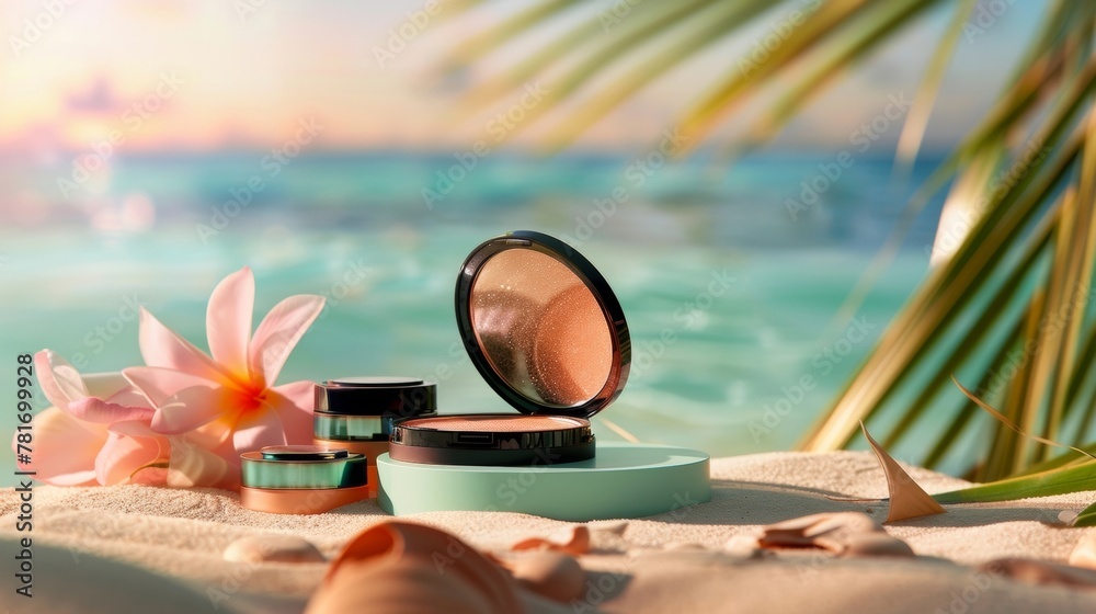 As the sun sets on a sandy beach the ombre podium captures the ...