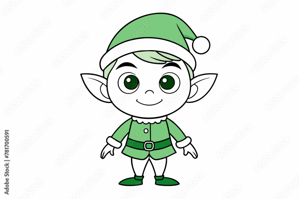 cute elfcartoon character outline silhouette vector art illustration ...