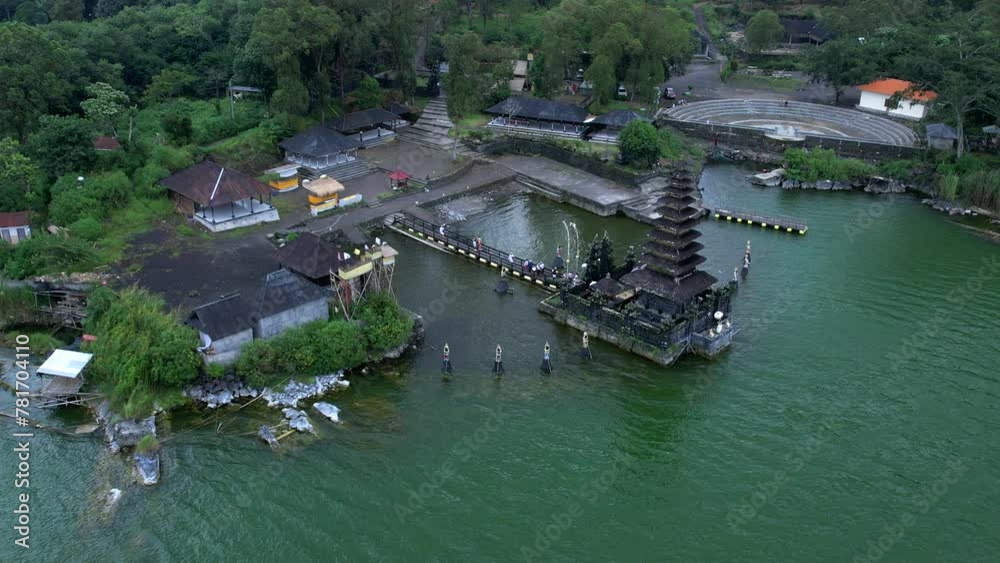 Pura Segara Ulun Danu Temple on Lake Batur on the island of Bali. Top ...