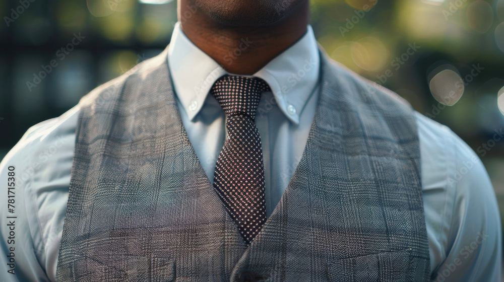 A dapper black man in a classic threepiece suit captured in a closeup ...