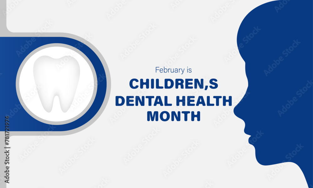 Happy national children,s dental health awarness month vector templete ...