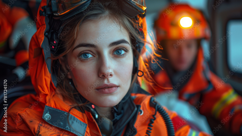 Female and Male EMS Paramedics Provide Medical Help to an Injured ...