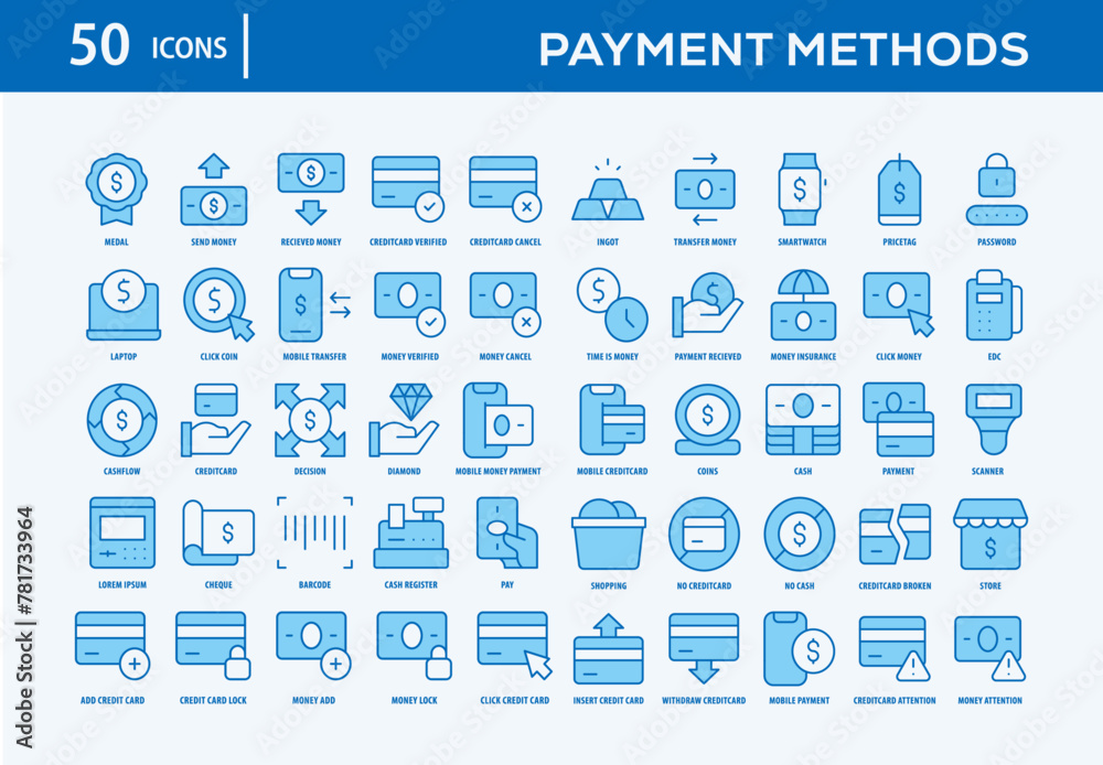 Payment Methods Icons Collection For Business, Marketing, Promotion In ...