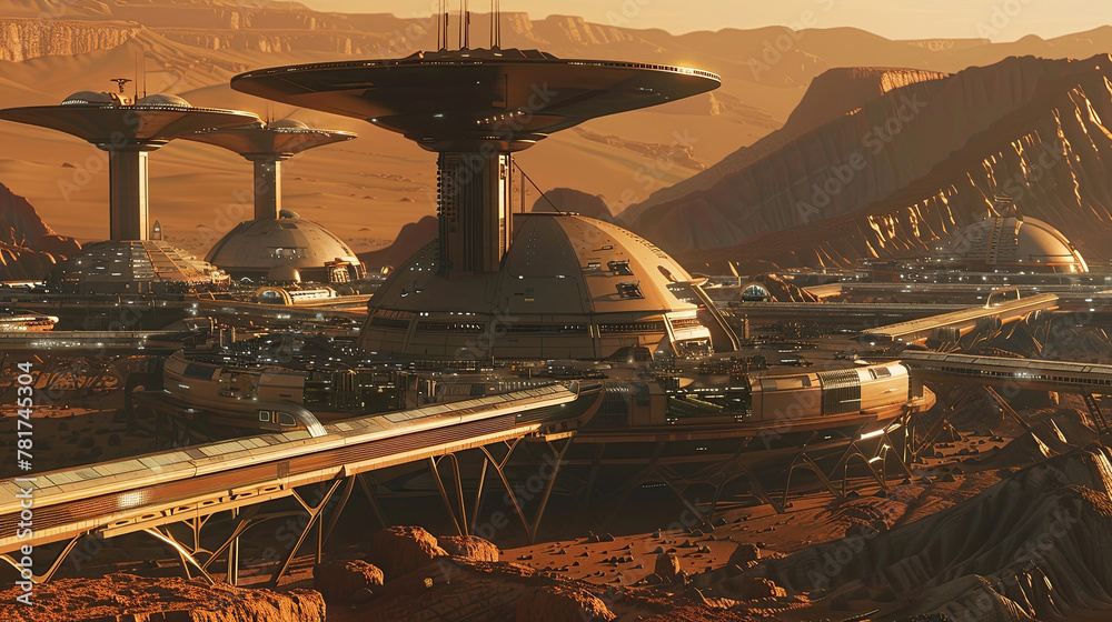 Base on mars animated concept of a Mars base for habitation and ...