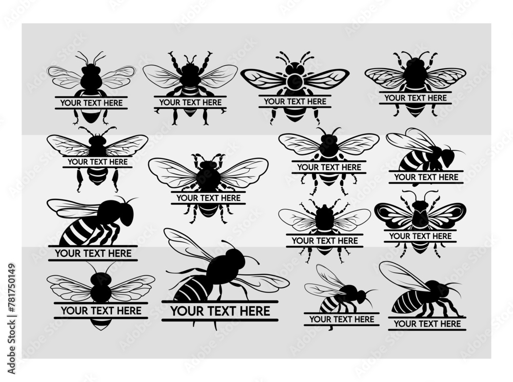 Bee Split Monogram svg | SVG Bundle | Bumble Bee Svg | Honey Bee ...