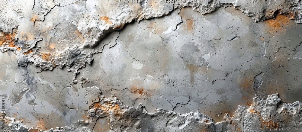 An aged wall showing signs of rust and corrosion, with a fire hydrant ...