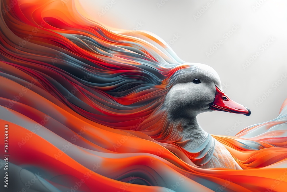 Craft a classic pen and ink drawing of a whimsical fantasy duck, adding ...