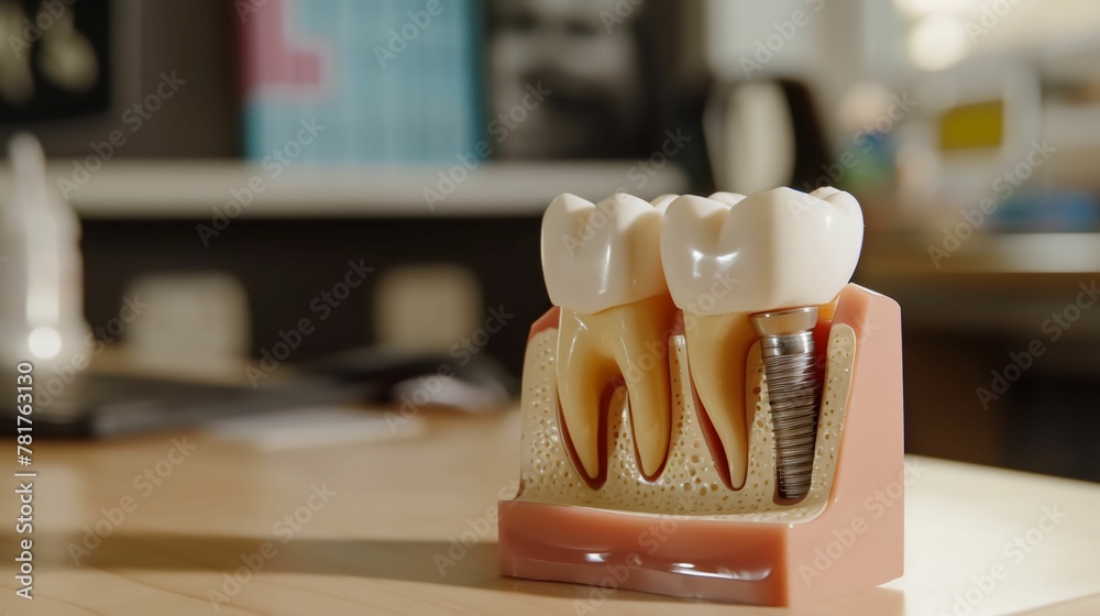 Dental implant close-up, Realistic model showcasing procedure ...