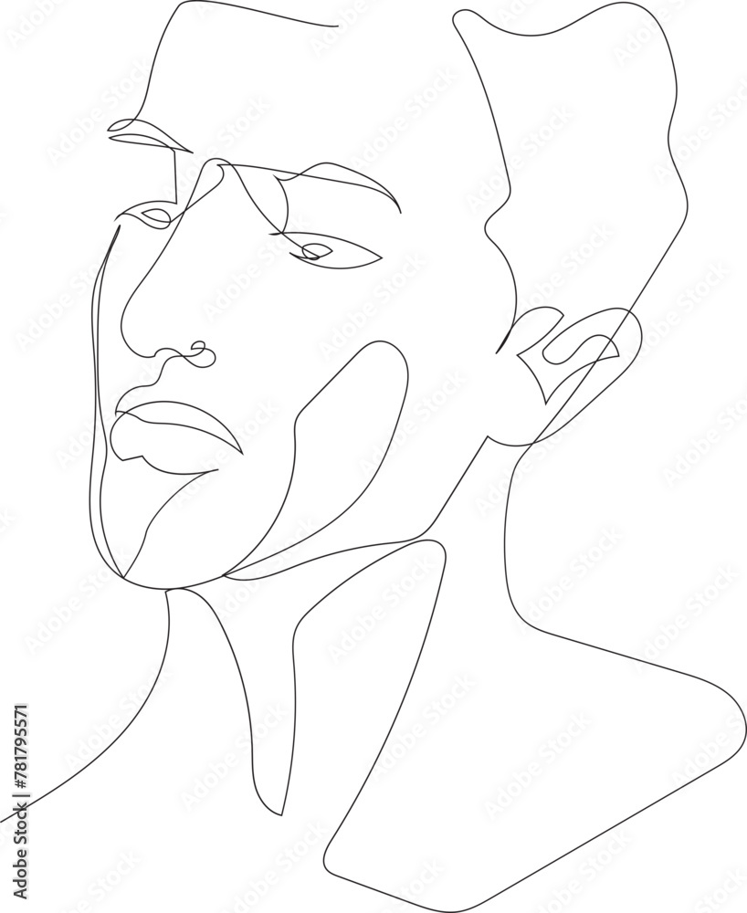 Man line art drawing illustration on transparent background. Stock ...
