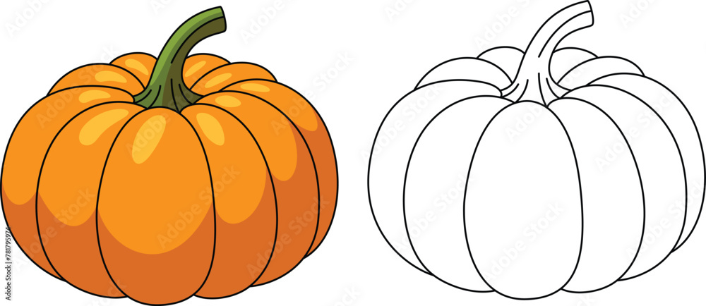 Pumpkin Outline Vector Illustration Coloring Page For Kids Stock Vector ...