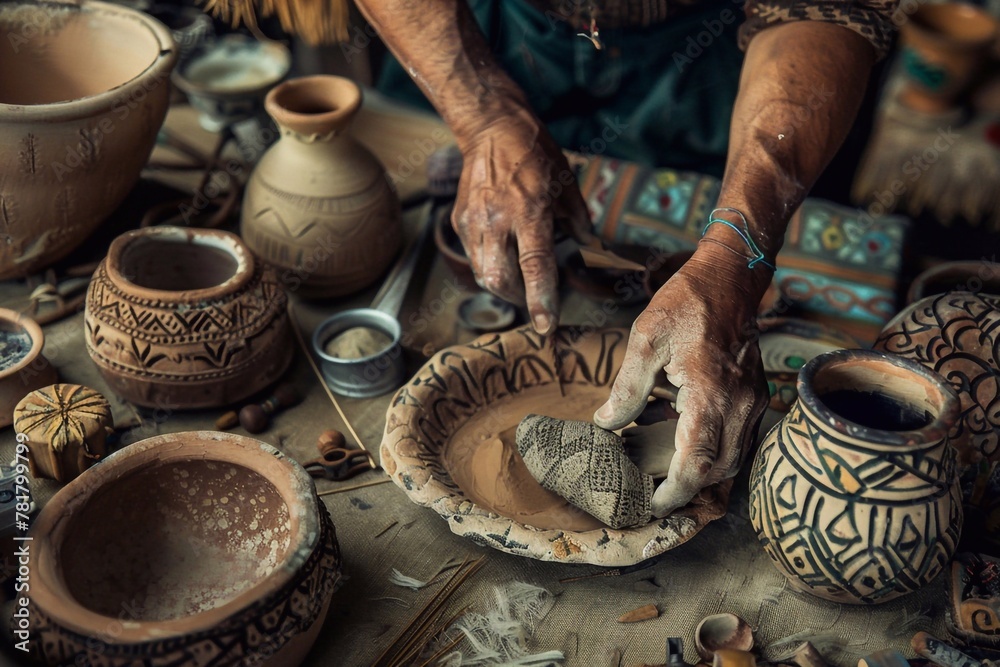 Mexican crafts and artistry. Craftsmen creating traditional Mexican ...