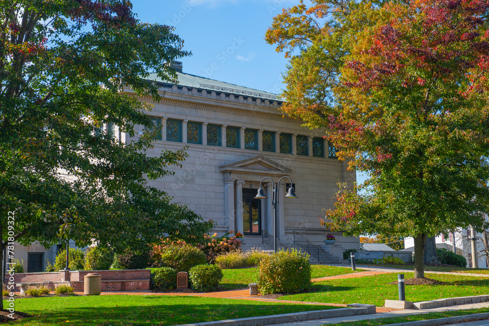 Franklin Public Library in fall at 118 Main Street in historic town ...